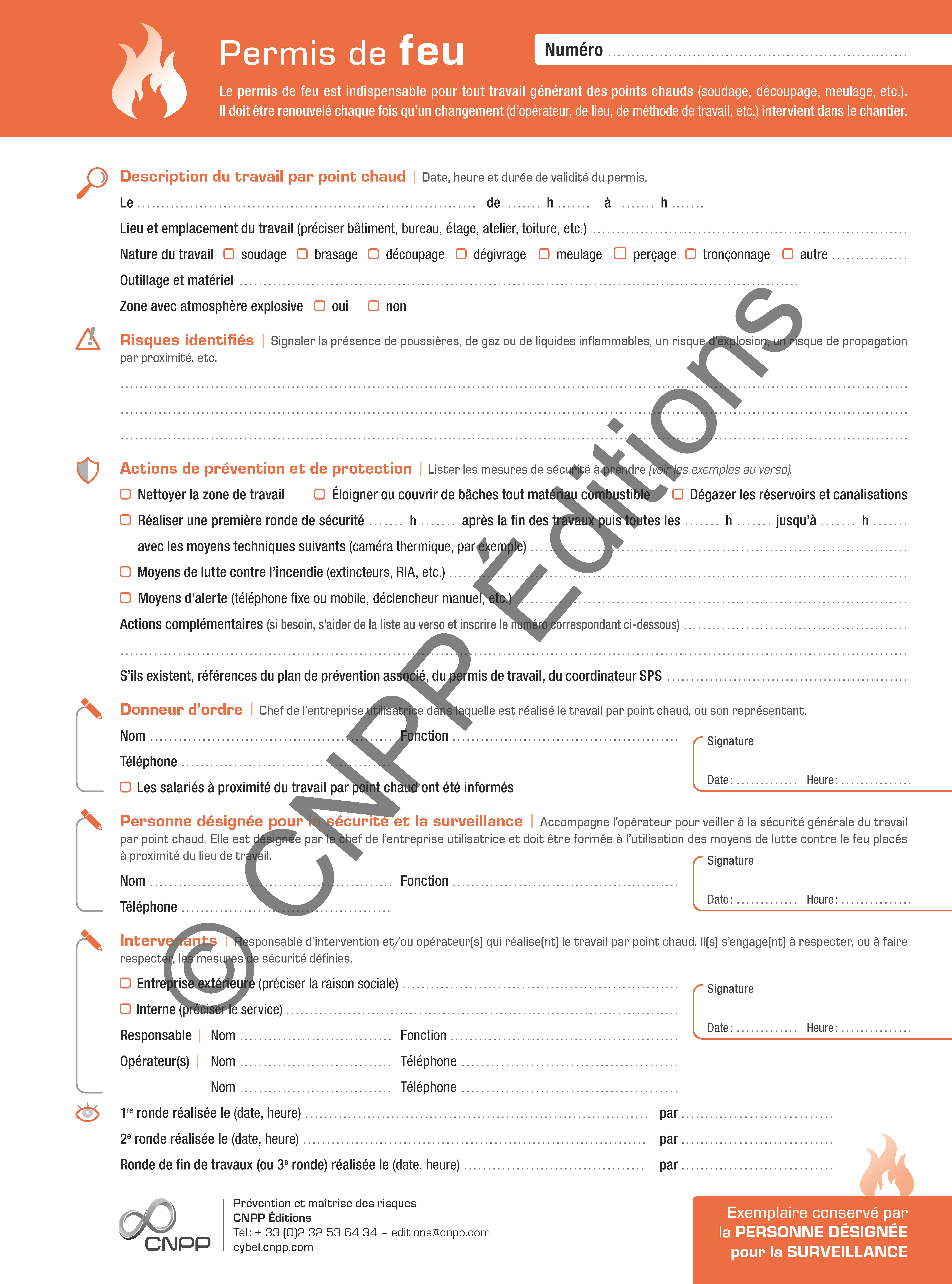Permis de feu - Cybel - E-boutique CNPP Éditions